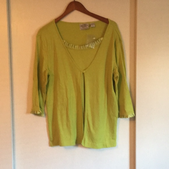 Just Class | Tops | Just Class Lime Green Ruffle Neck Tee Size L | Poshmark